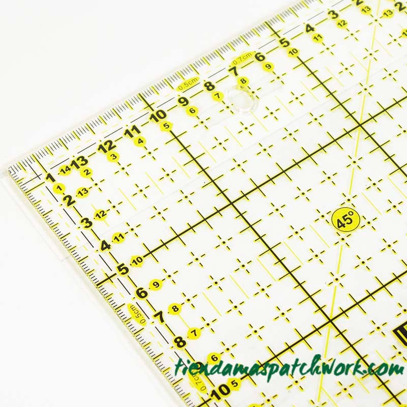 Regla patchwork Cuadrada 15x15 centímetros