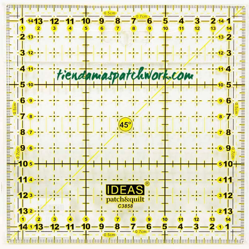 Regla patchwork Cuadrada 15x15 centímetros