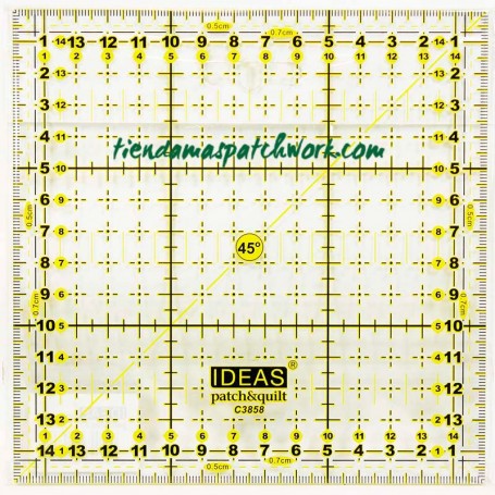 Regla patchwork Cuadrada 15x15 centímetros