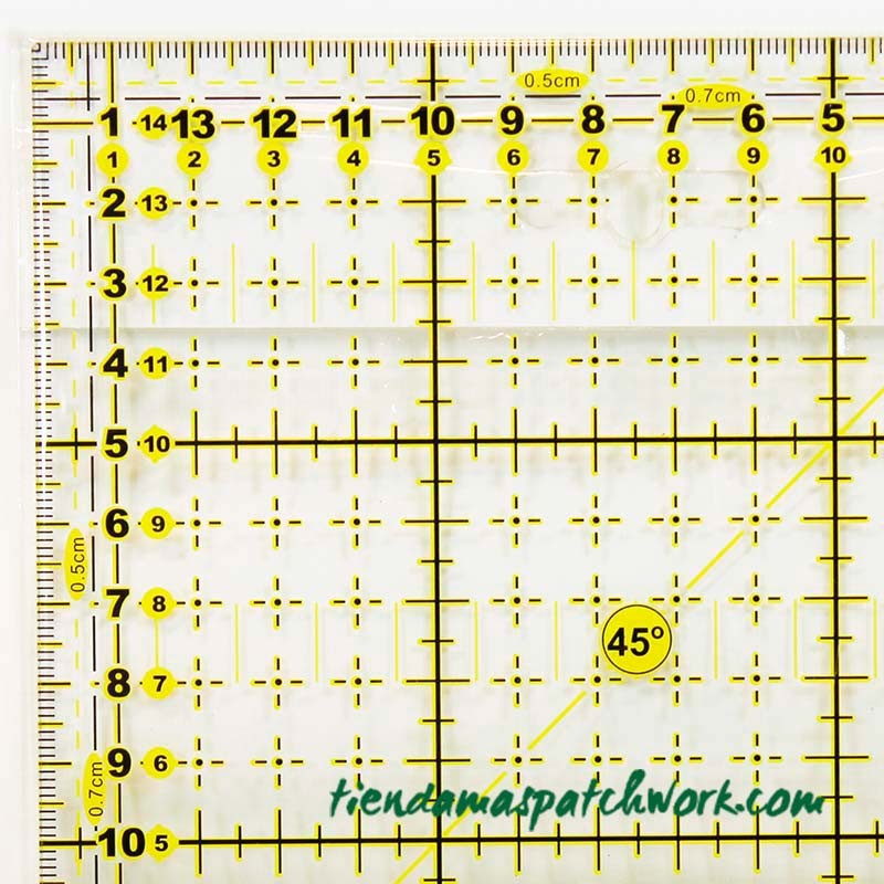 Regla patchwork Cuadrada 15x15 centímetros